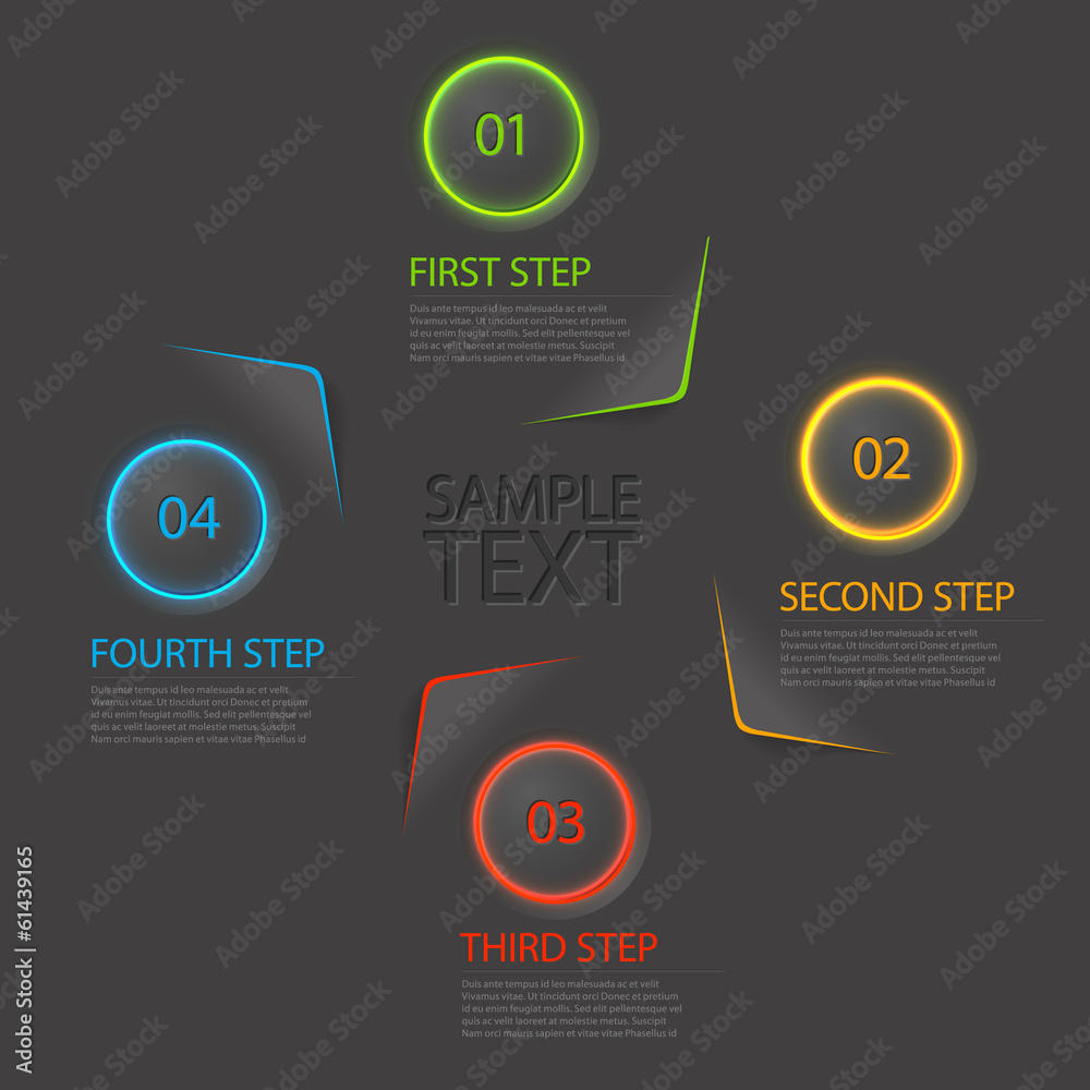 One two three four - flat vector progress icons for four steps Stock ...