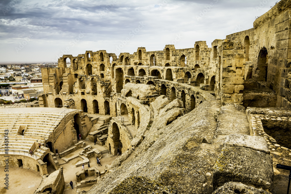Photo & Art Print Types of Roman amphitheatre in the city of El JEM in ...