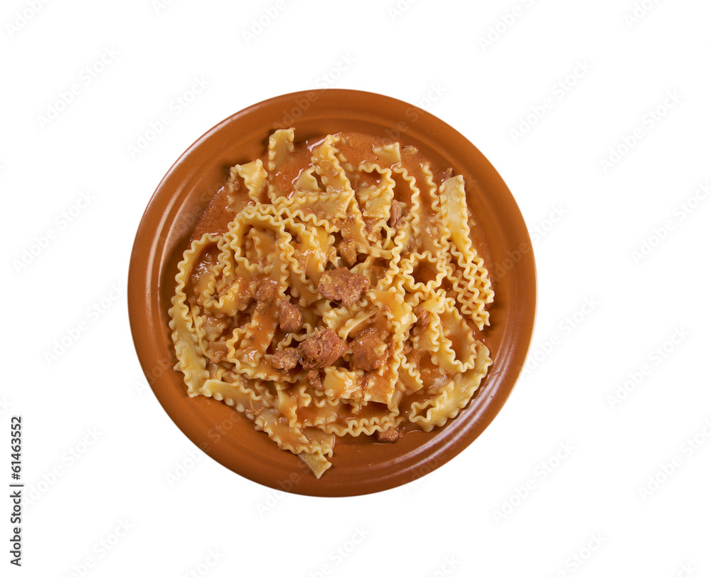pasta mafalde with beef Stock Photo | Adobe Stock