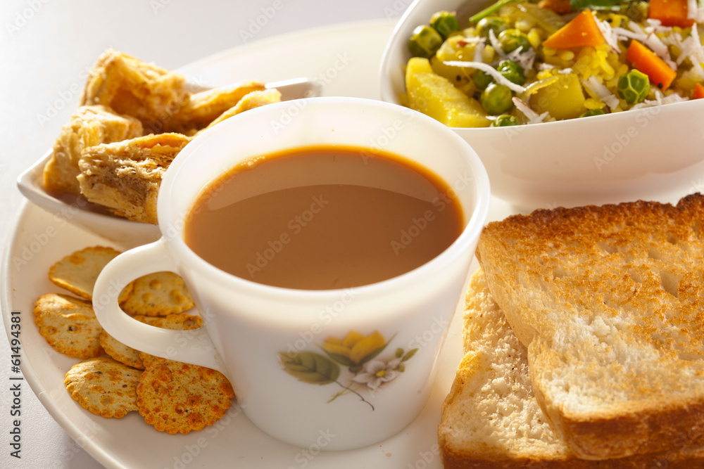 Indian Breakfast With Tea