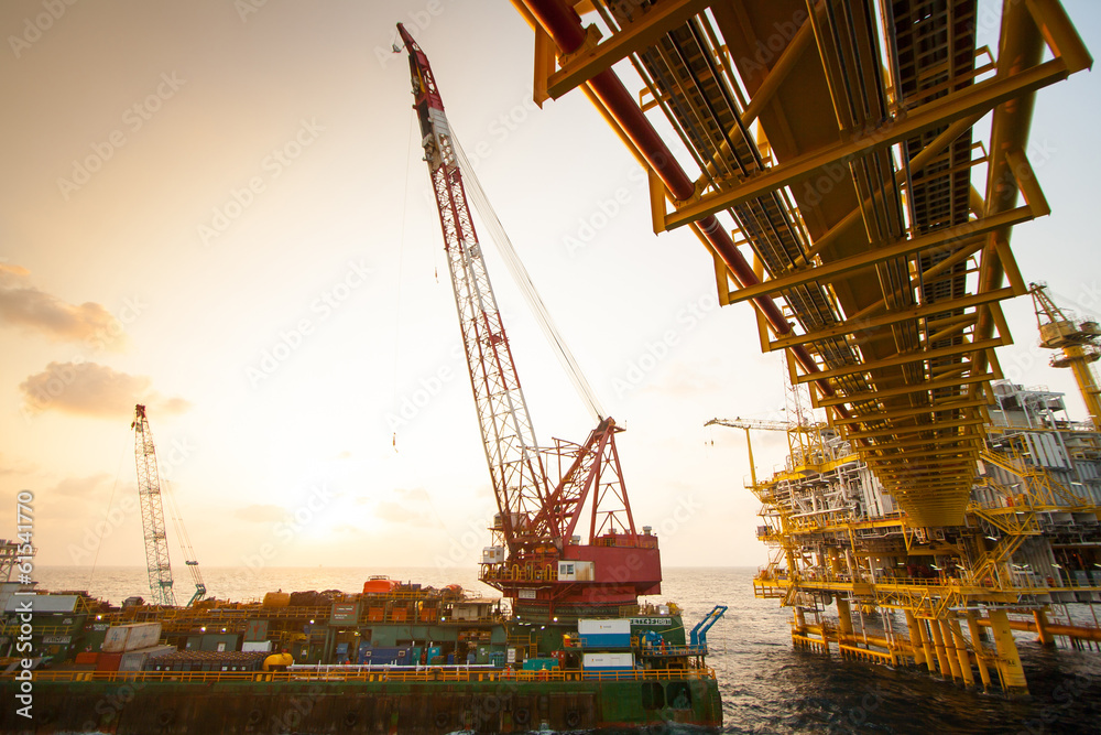 crane barge doing marine heavy lift installation Stock Photo | Adobe Stock