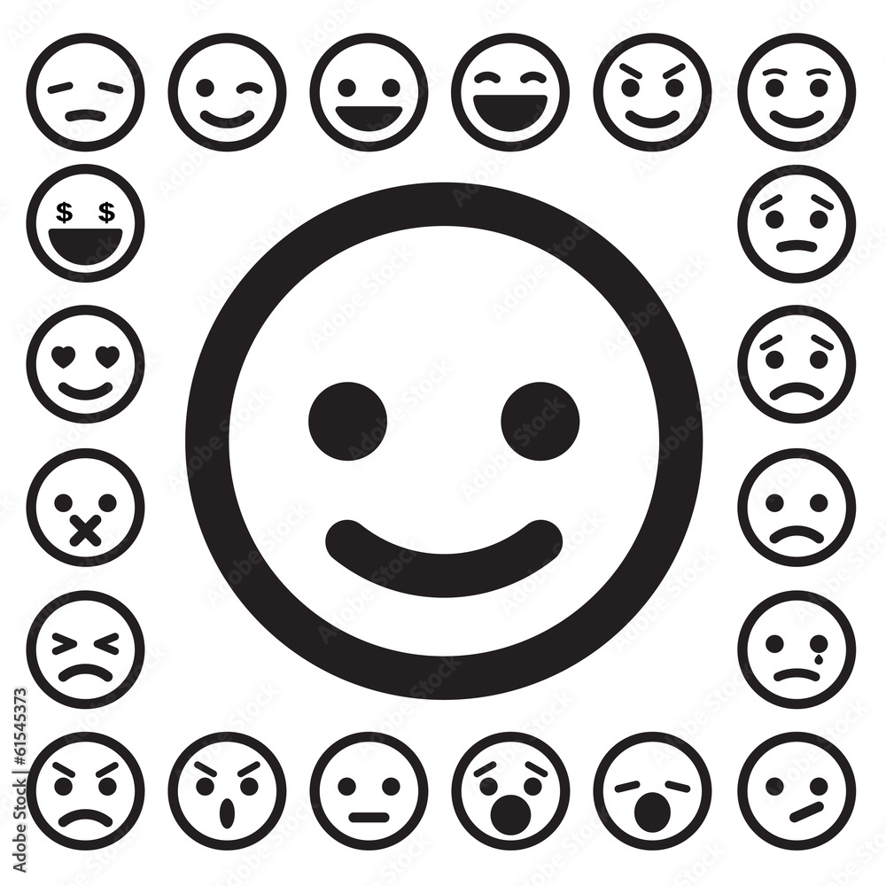 Smiley faces icons set Stock Vector | Adobe Stock
