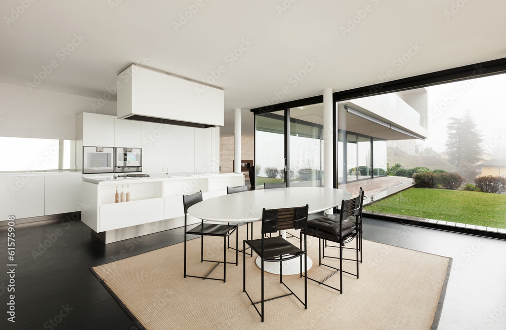 Beautiful interior of a modern villa, domestic kitchen Stock Photo ...