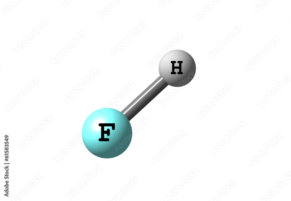 Hydrogen fluoride molecular structure on white background Stock ...