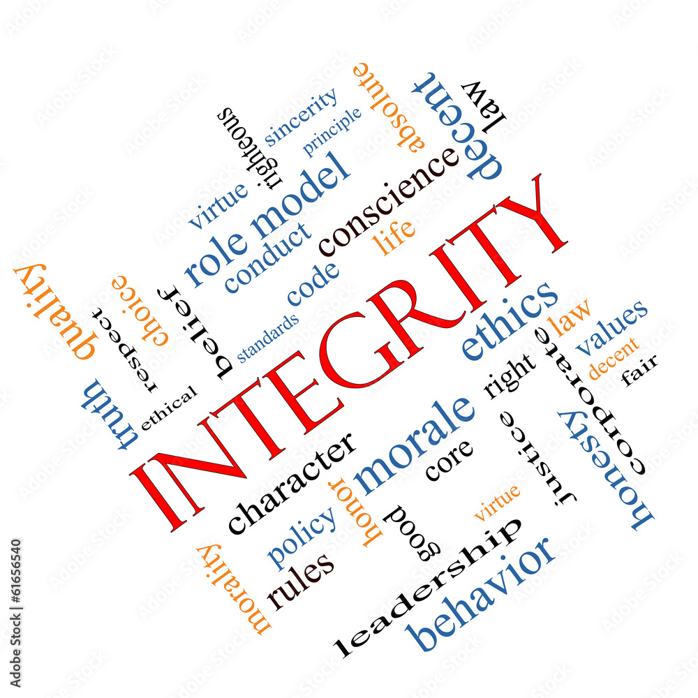 Integrity Word Cloud Concept Angled Stock Illustration | Adobe Stock