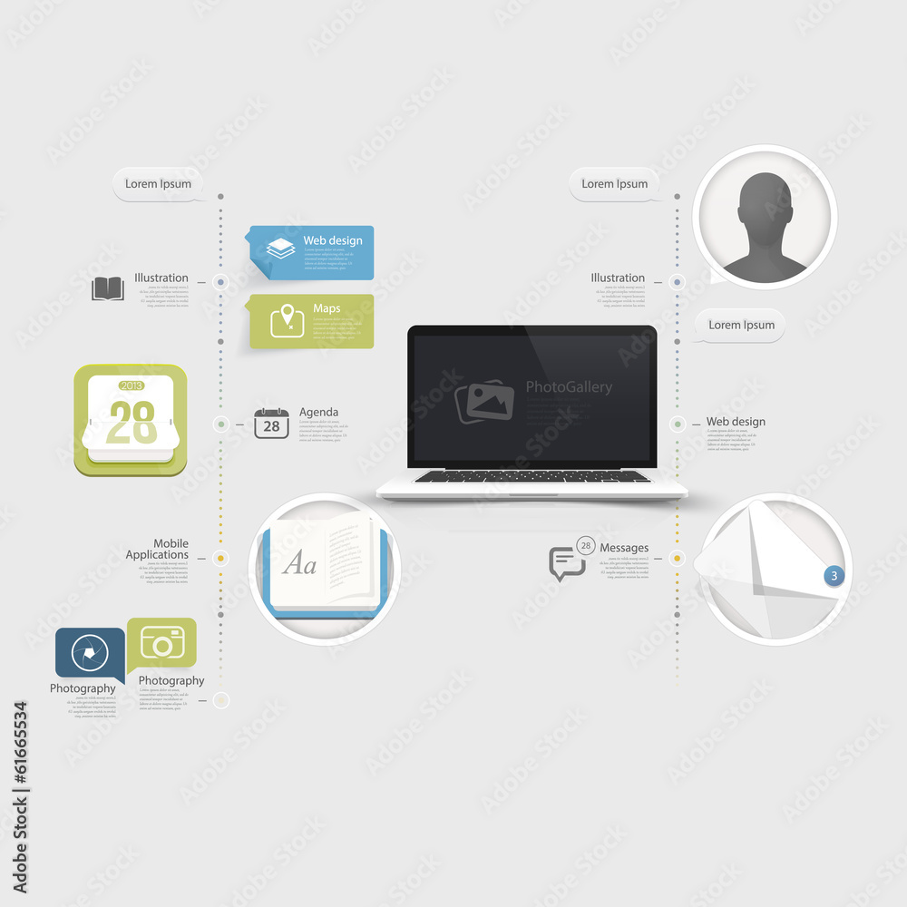 Flat Infographics design UI Elements with icons for templates Stock ...