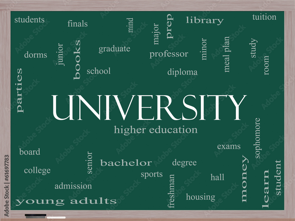 University Word Cloud Concept on a Blackboard Stock Photo | Adobe Stock