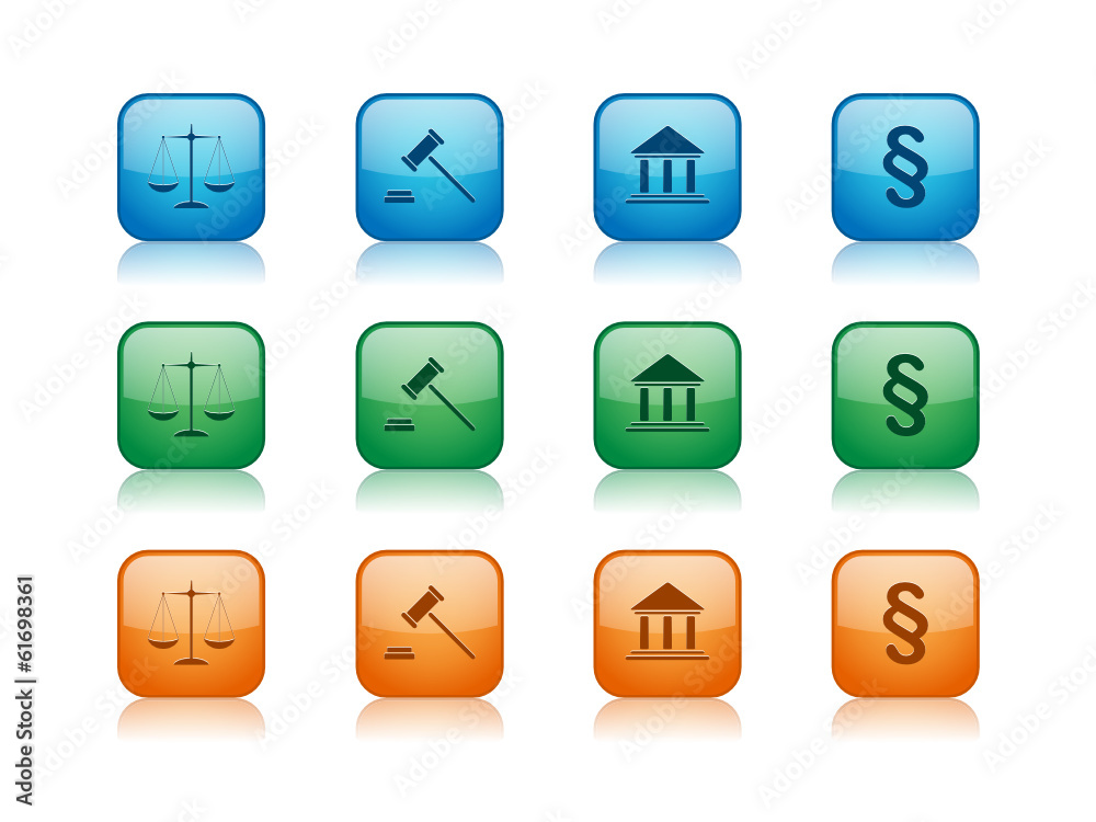 LEGAL Buttons (justice law rights icons symbols poster set kit) Stock ...