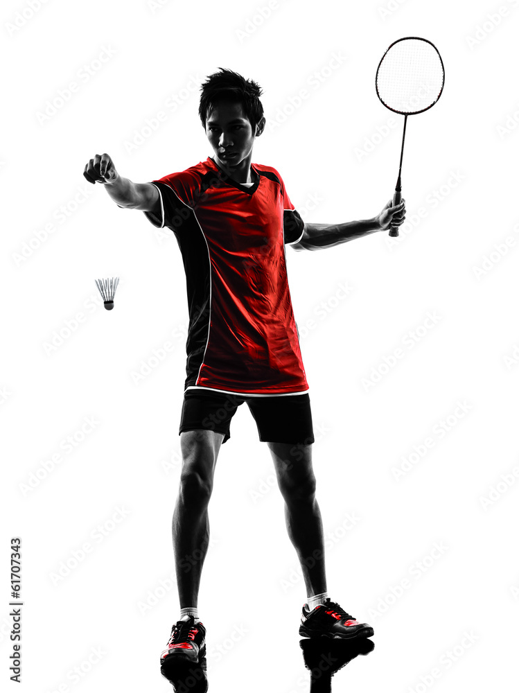 badminton player young man silhouette Stock Photo | Adobe Stock