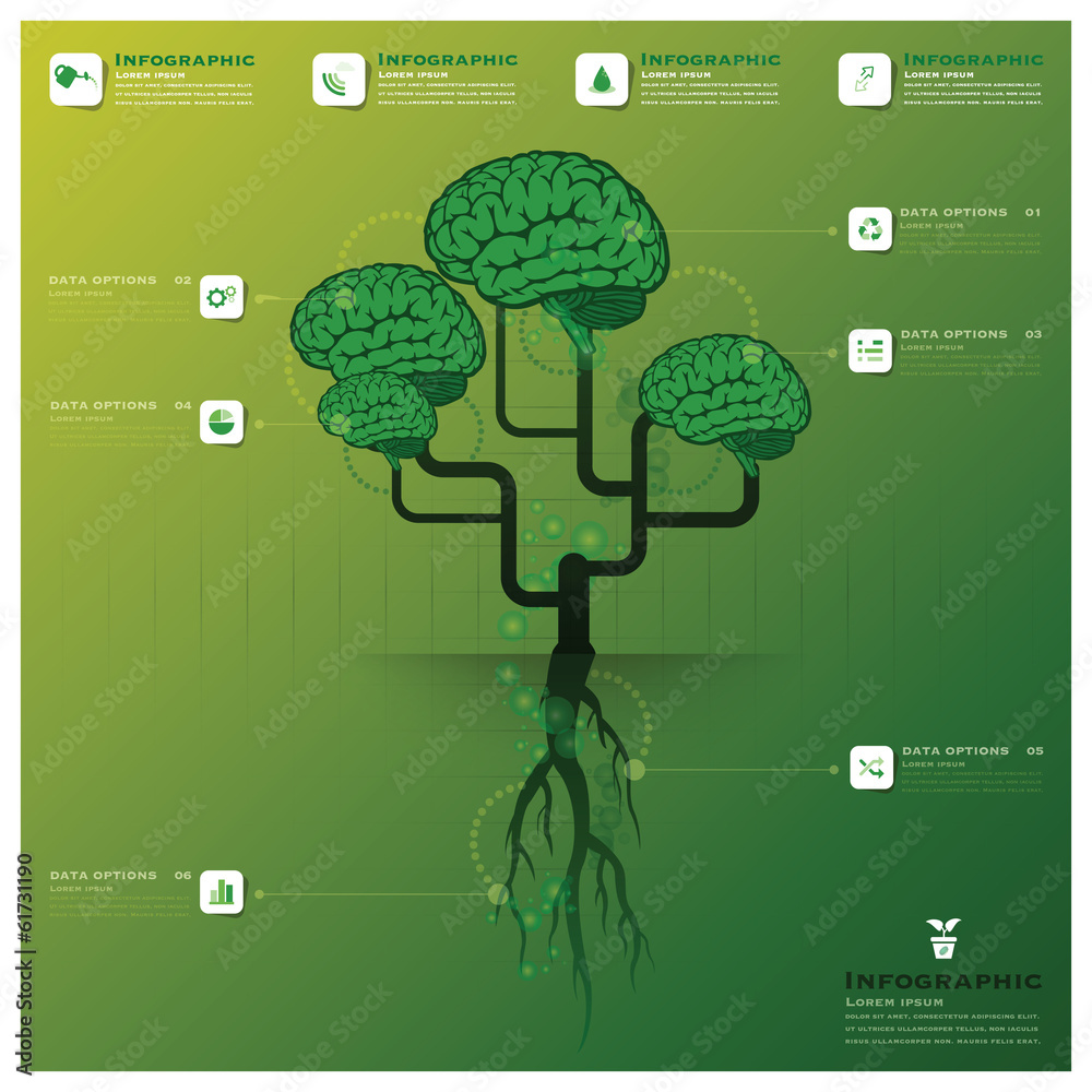 Brain Tree And Root Infographic Design Template Stock Vector | Adobe Stock