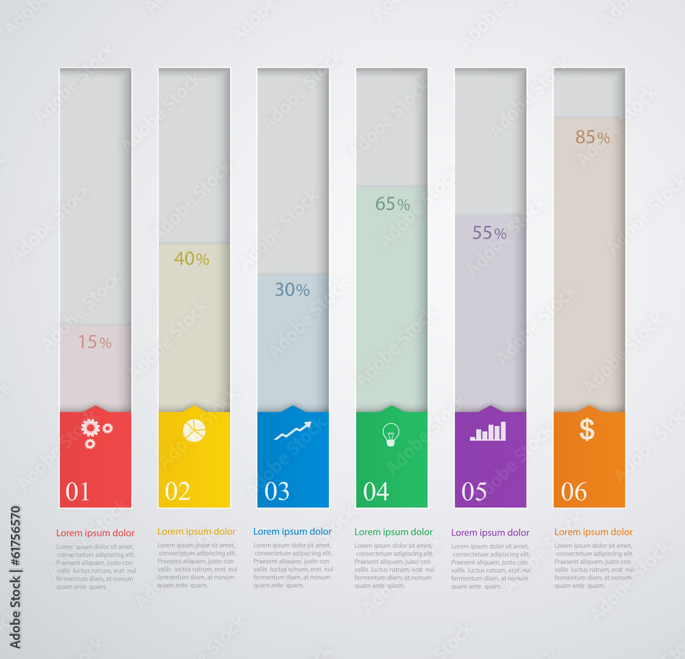 Infographics template with stepwise structure, 3d columns of gro Stock ...