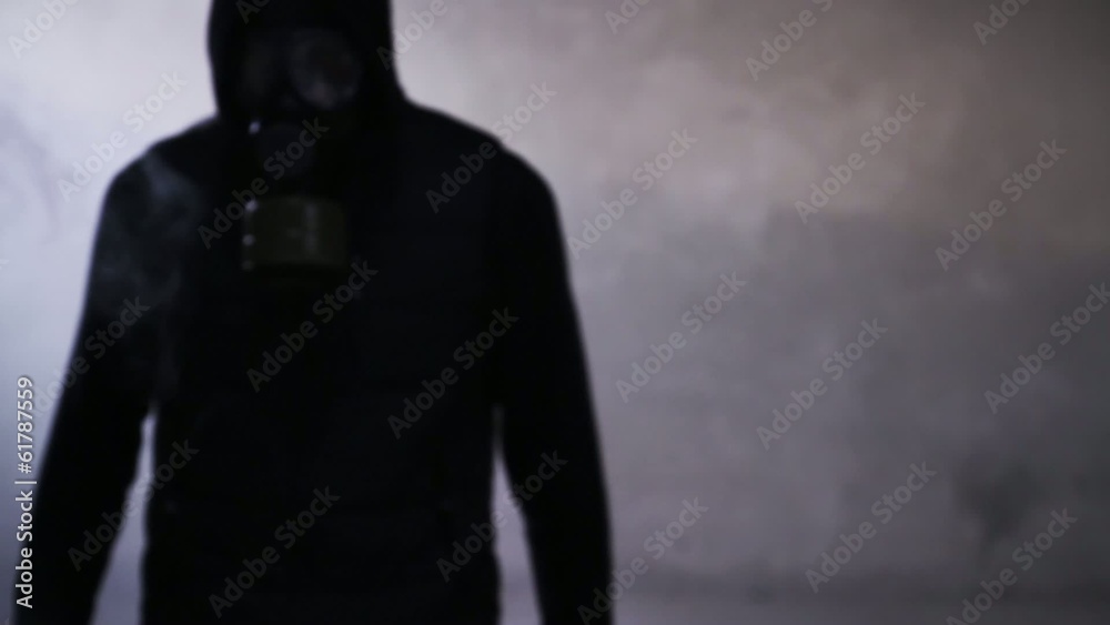 War Destruction Poison Gas Mask Grunge Man Stock Video | Adobe Stock