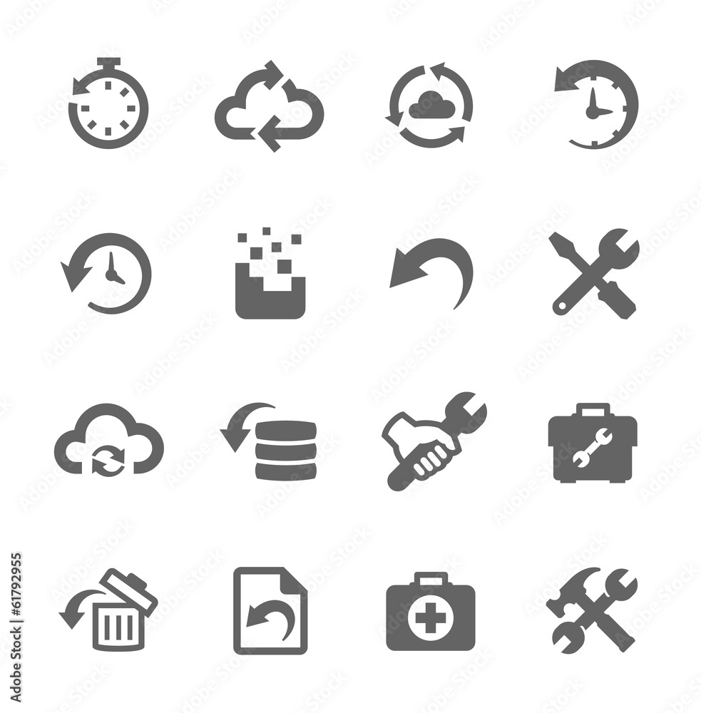 Recovery and repair icons Stock Vector | Adobe Stock
