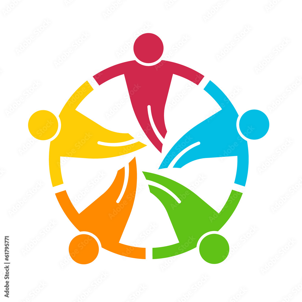 Teamwork round. Group of 5 people Vector Stock Vector | Adobe Stock