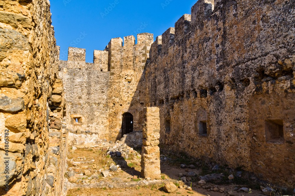 Inside castle and fortress of Frangokastello, island of Crete Stock ...