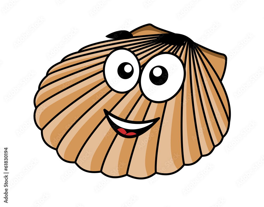Cartoon seashell with a happy smile Stock Vector | Adobe Stock