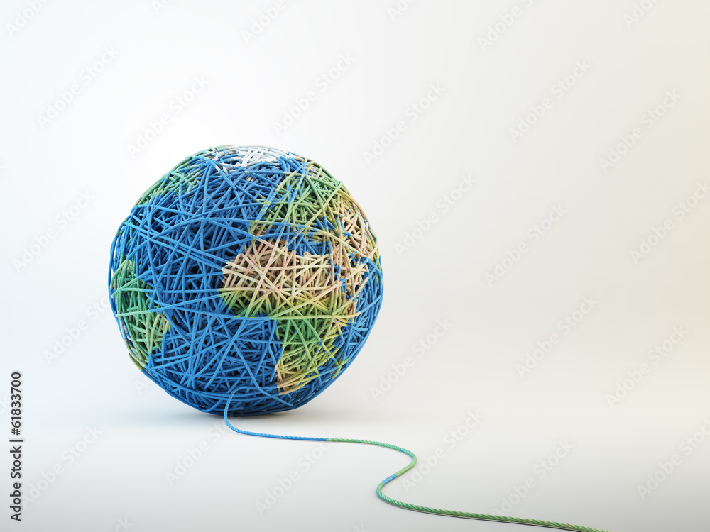 World map cball of wool Stock Illustration | Adobe Stock