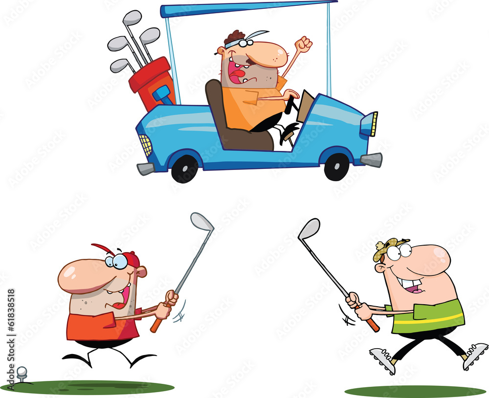 Happy Golfers Cartoon Characters. Set Collection Stock Vector | Adobe Stock