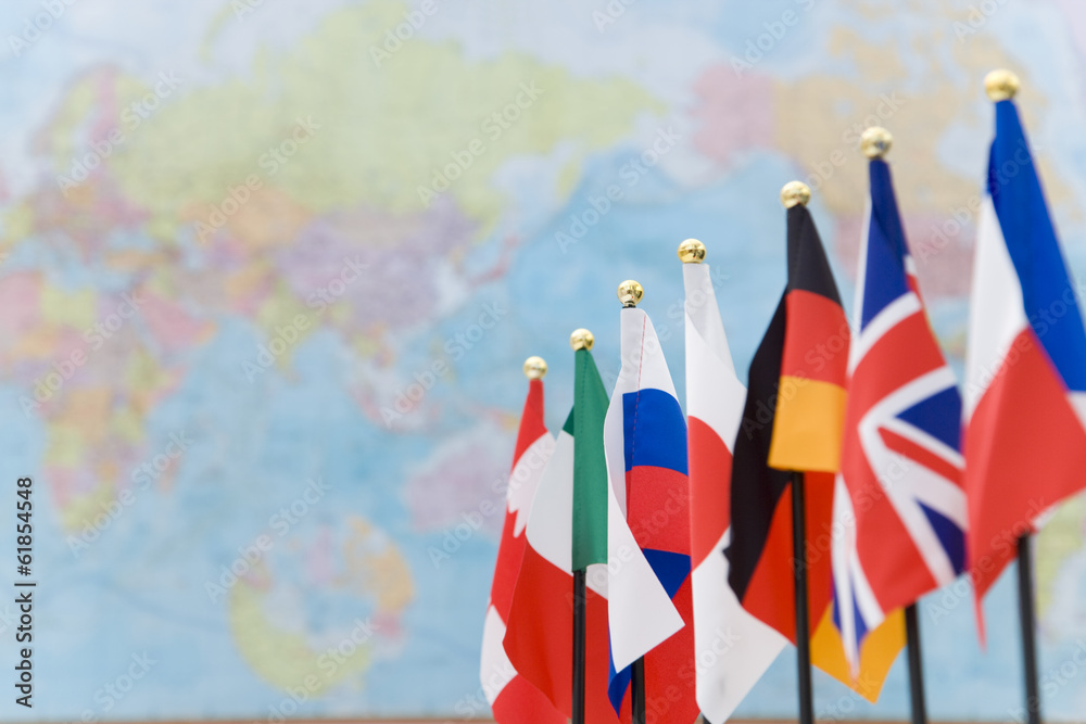 flags of G7 countries and global map Stock Photo | Adobe Stock