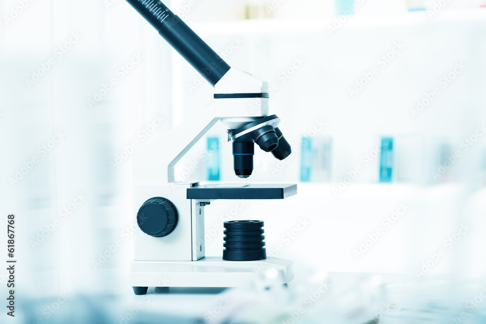 Laboratory microscope lens.modern microscopes in a lab. Stock Photo ...