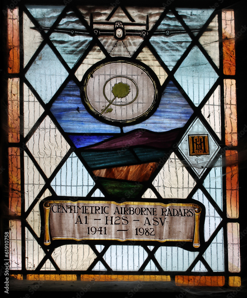 Stained glass window British airborne radar H2S in WW2 Stock Photo ...