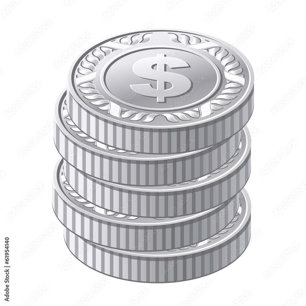 silver coins Stock Vector | Adobe Stock