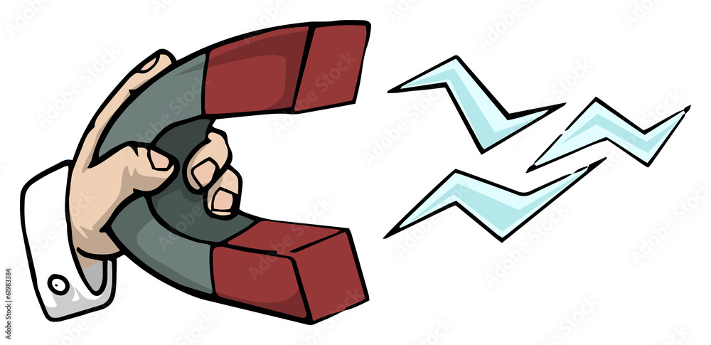 Hand holding a powerful magnet Stock Vector | Adobe Stock