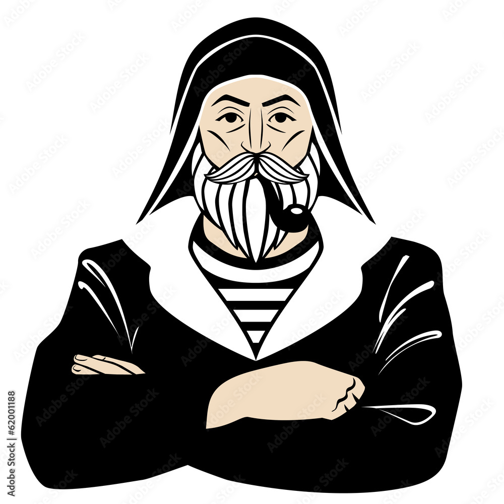 illustration of an old fisherman Stock Vector | Adobe Stock