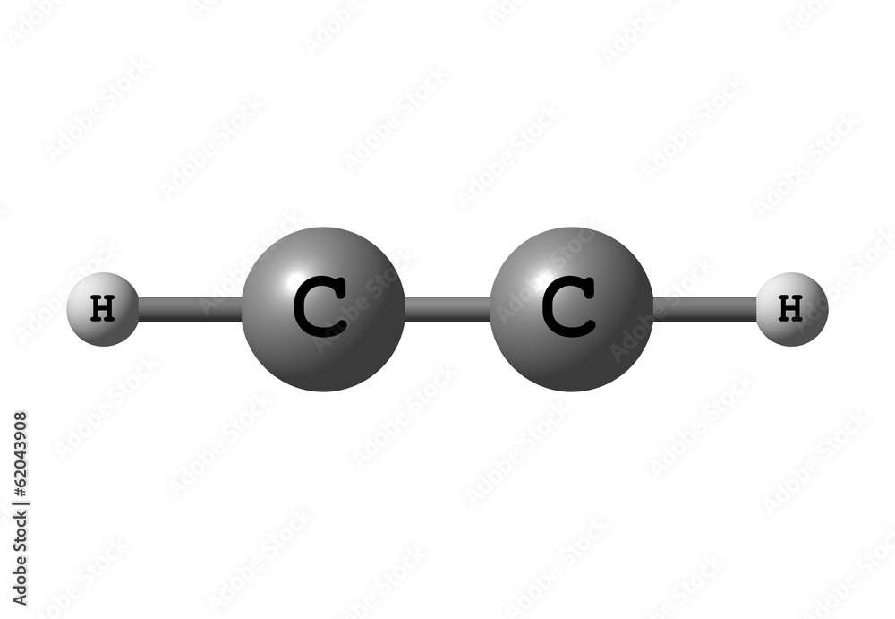 Acetylene molecular structure isolated on white Stock Illustration ...
