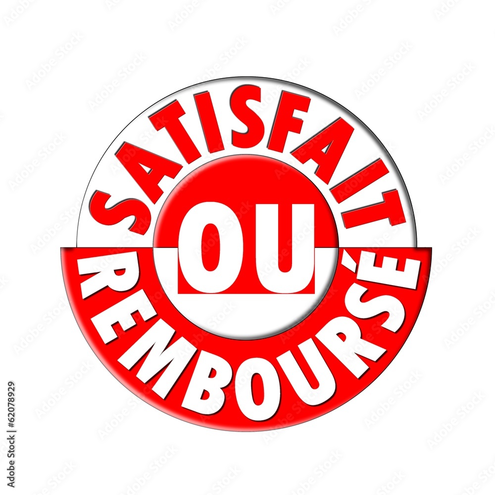 Satisfait ou remboursé rouge relief Illustration Stock | Adobe Stock