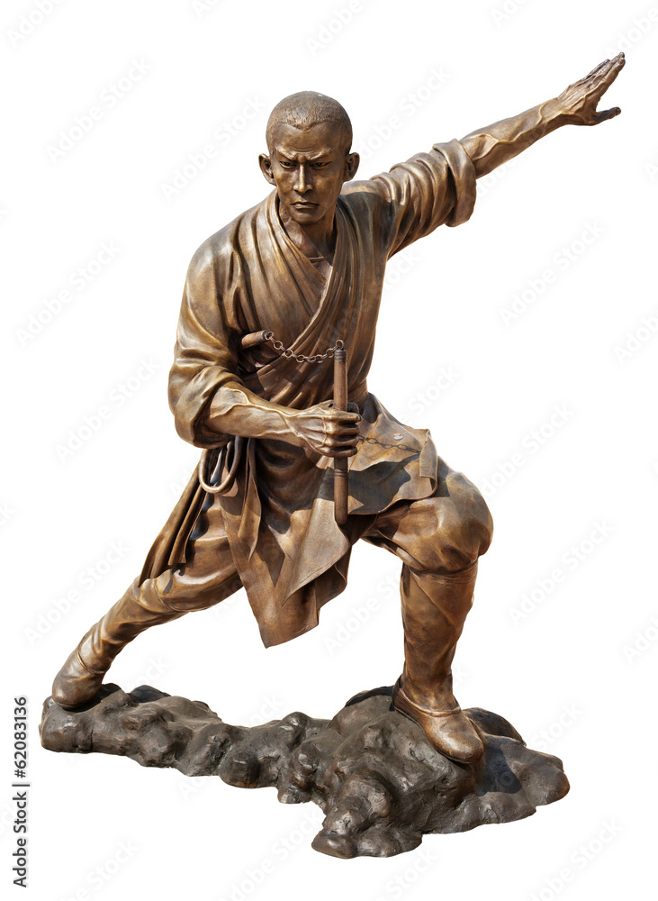 Shaolin warriors monk bronze statue in Viharn Sien Stock Photo | Adobe ...