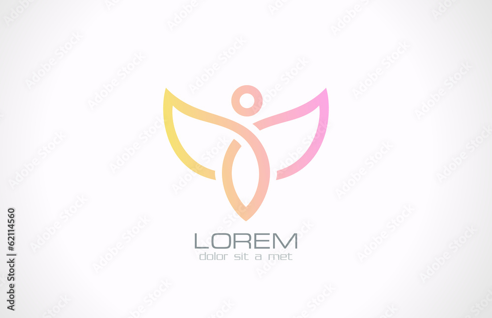 Woman with wings vector logo design template. Flying man Stock Vector ...
