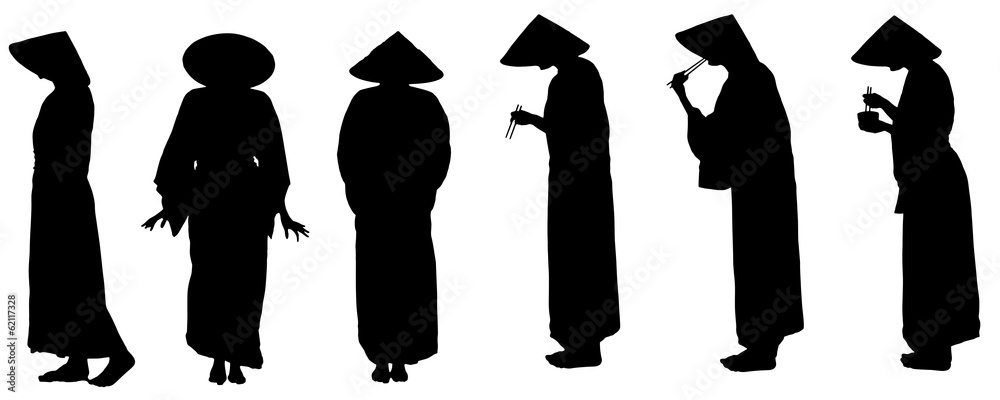 Vector silhouette of Chinese. Stock Vector | Adobe Stock