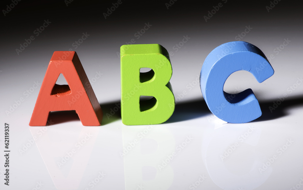 Letters A B C made of wood. Stock Photo | Adobe Stock