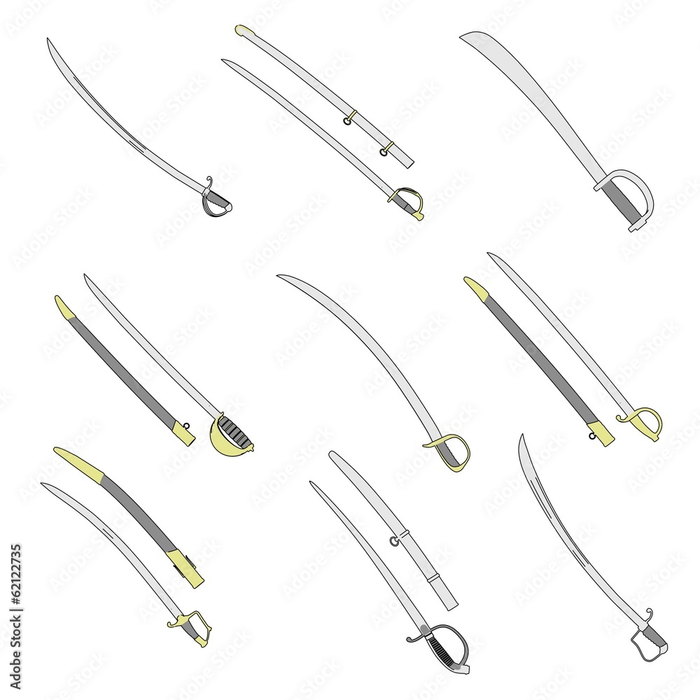 cartoon image of sword weapon - sabres Stock Photo | Adobe Stock