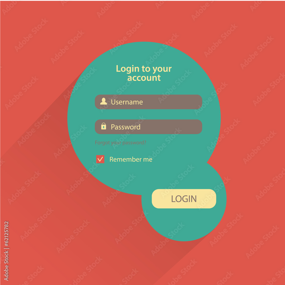 Web login form template, modern flat user interface Stock Vector | Adobe Stock