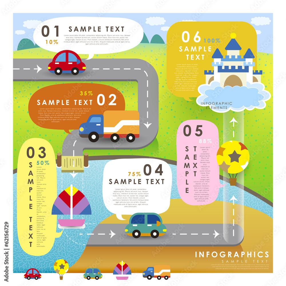 cartoon style abstract flow chart infographics Stock Vector | Adobe Stock