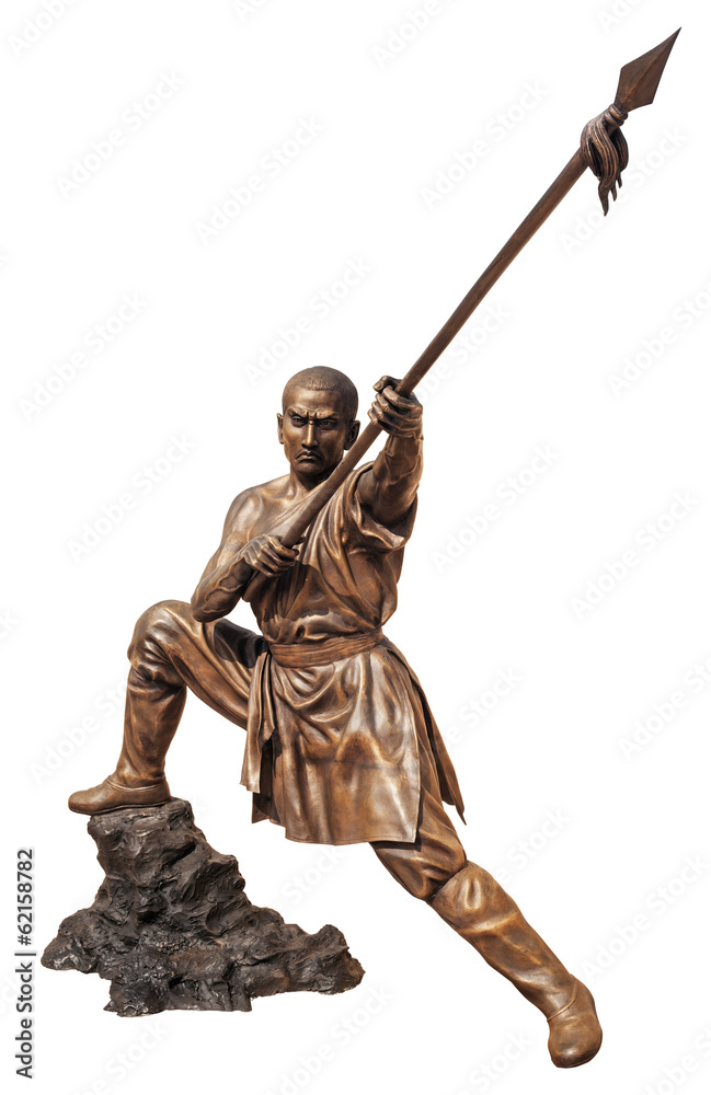 Shaolin warriors monk bronze statue in Viharn Sien Stock Photo | Adobe ...