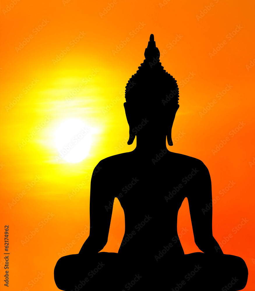 Buddha statue in the sunset background Stock Illustration | Adobe Stock