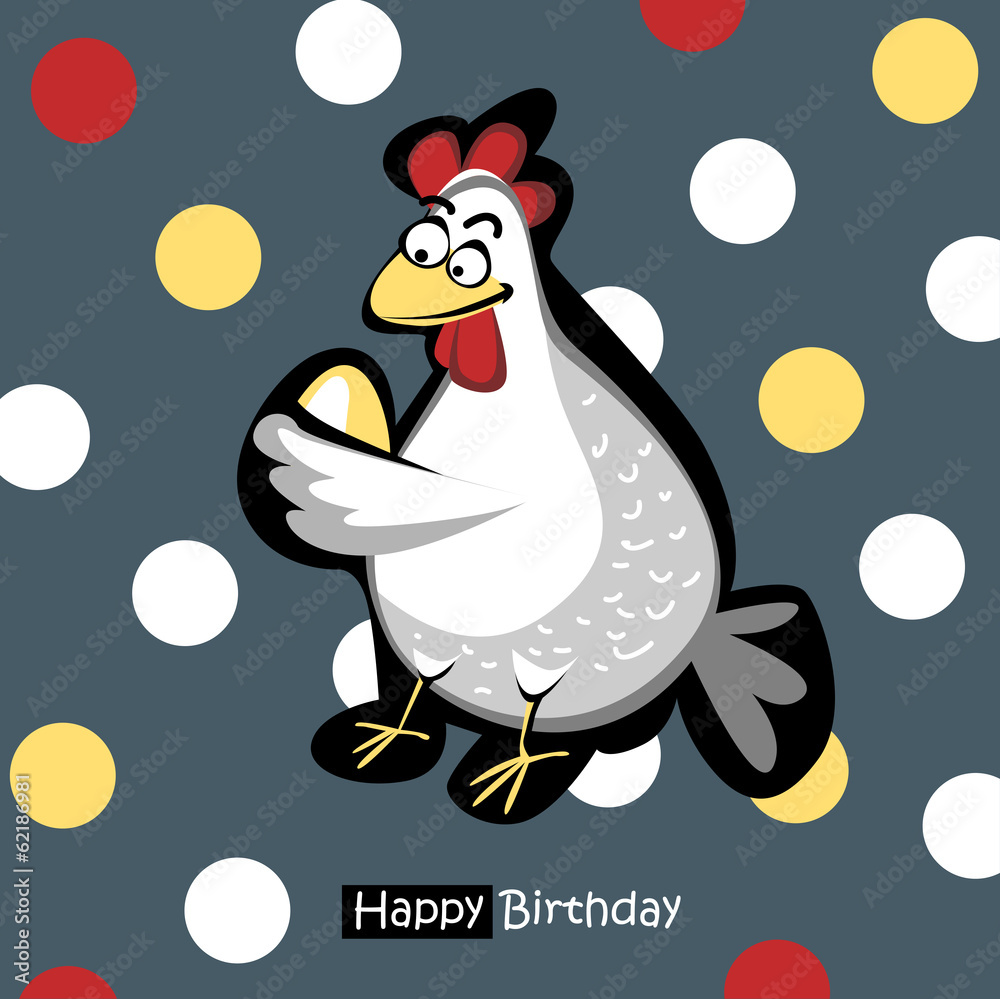 Happy Birthday funny chicken smile Stock Vector | Adobe Stock