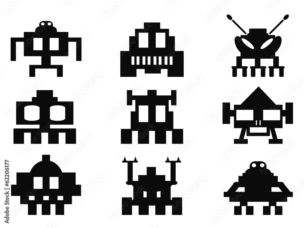 space invaders icons set - pixel monsters Stock Vector | Adobe Stock