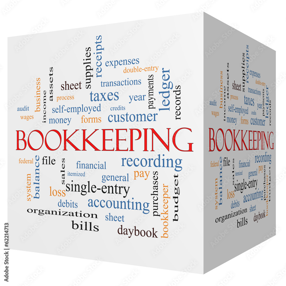 Bookkeeping 3D cube Word Cloud Concept Stock Illustration | Adobe Stock