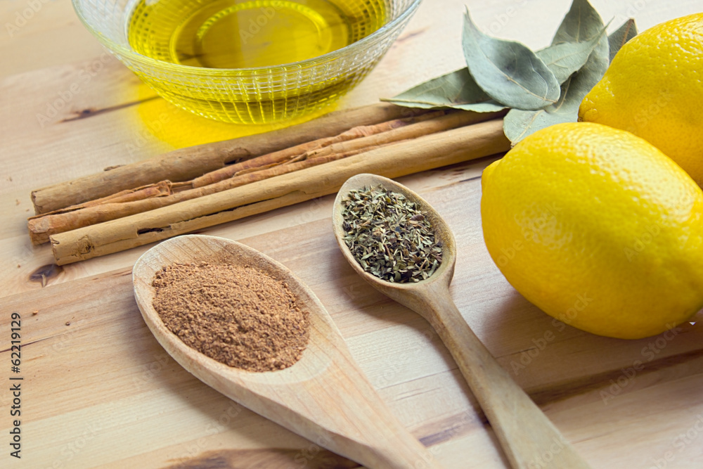 Ingredientes para repostería y para sazonar foto de Stock | Adobe Stock