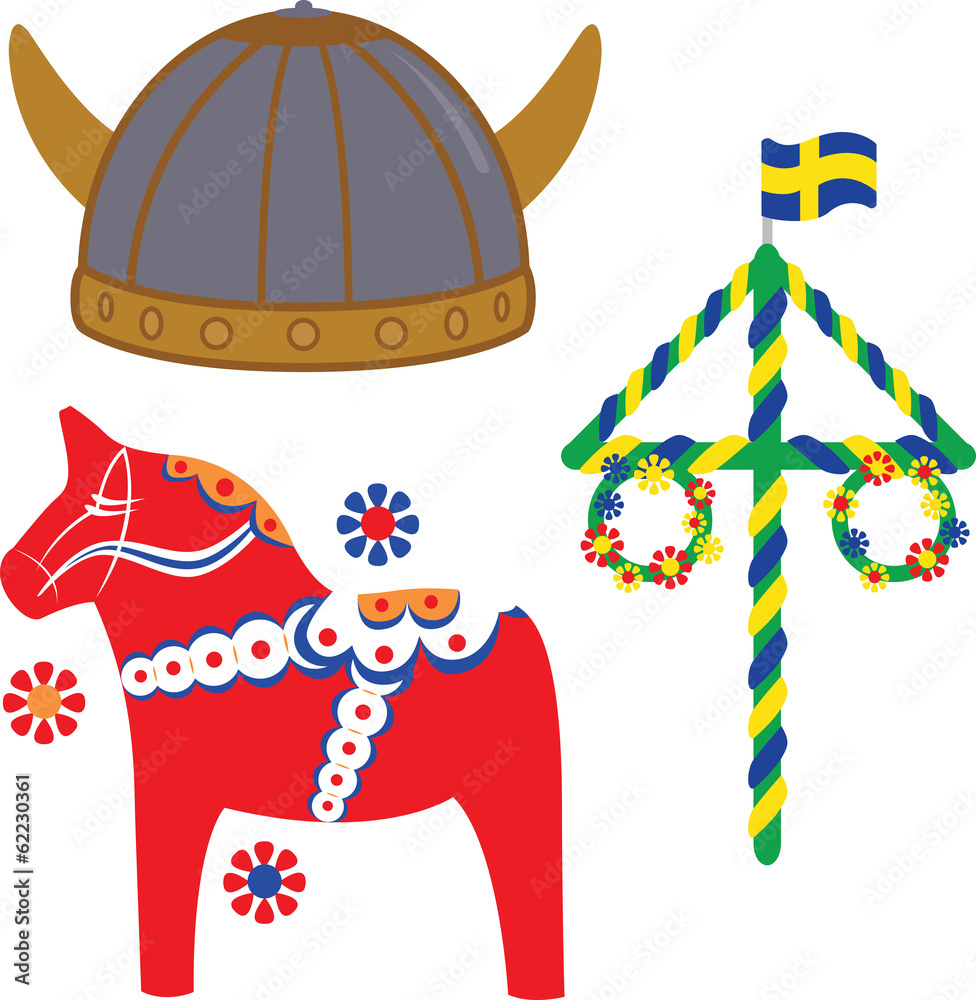 Swedish icons on white background Stock Vector | Adobe Stock