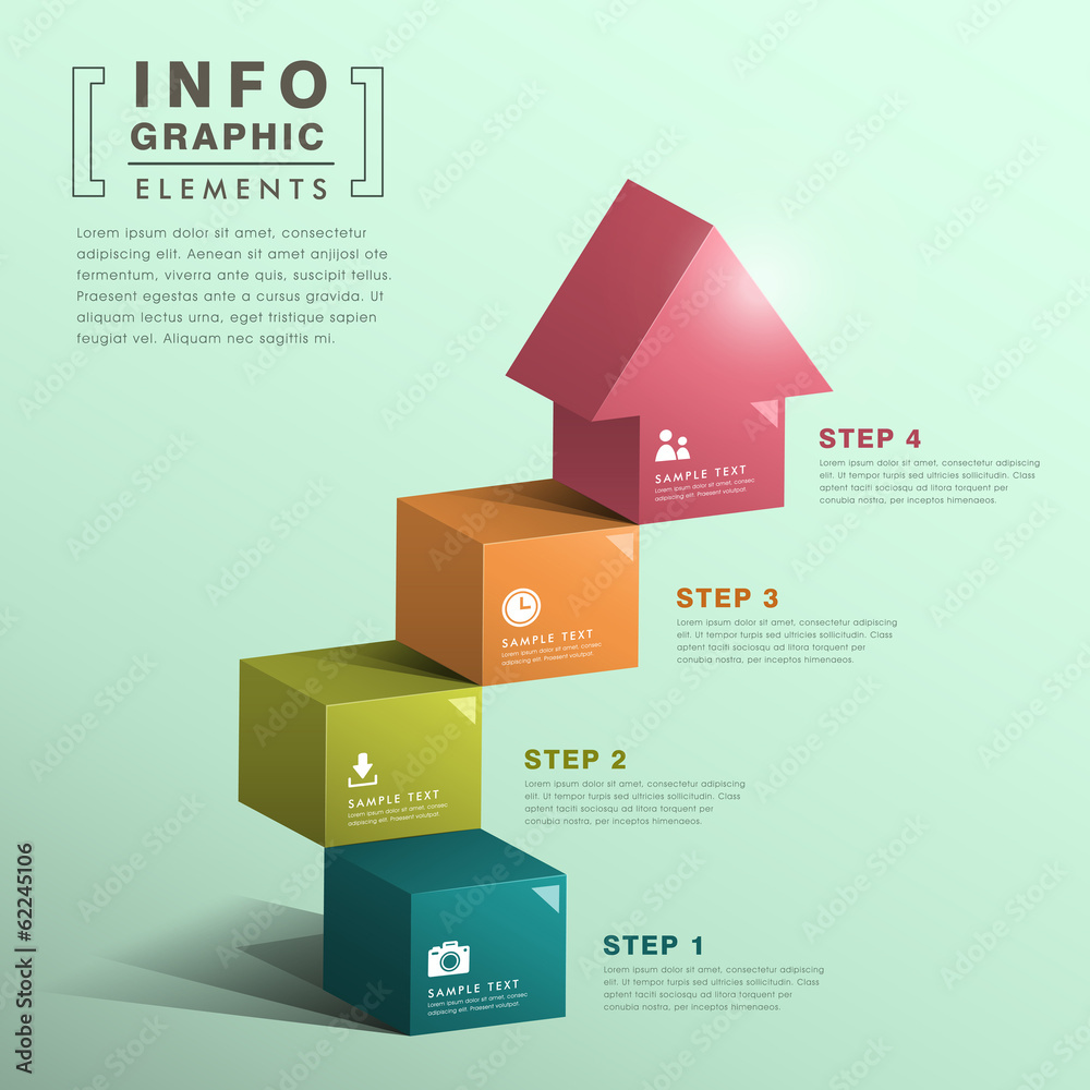 abstract cube stair with house infographics Stock Vector | Adobe Stock