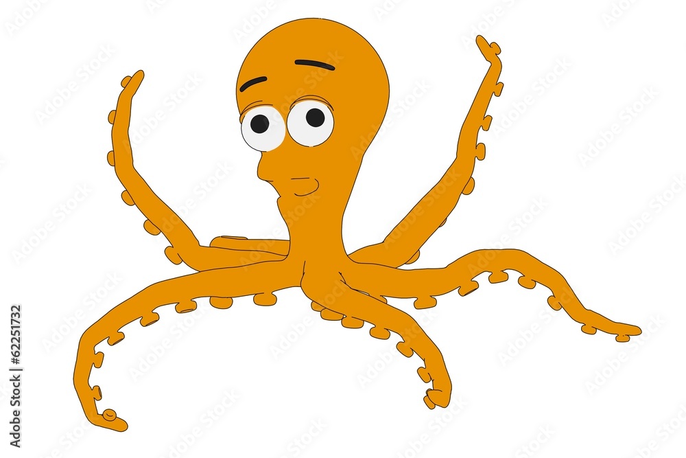 cartoon image of funny octopus Stock Photo | Adobe Stock