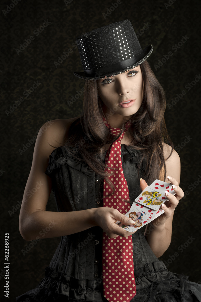 sexy girl with playing cards Stock Photo | Adobe Stock