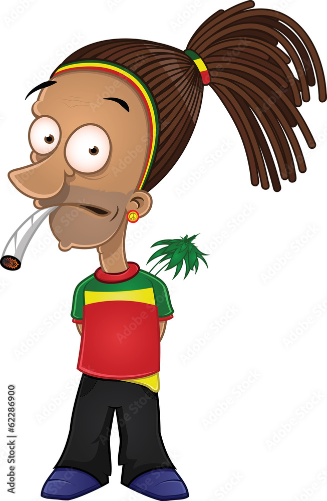 Cartoon rastafarian smoking joint Stock Vector | Adobe Stock