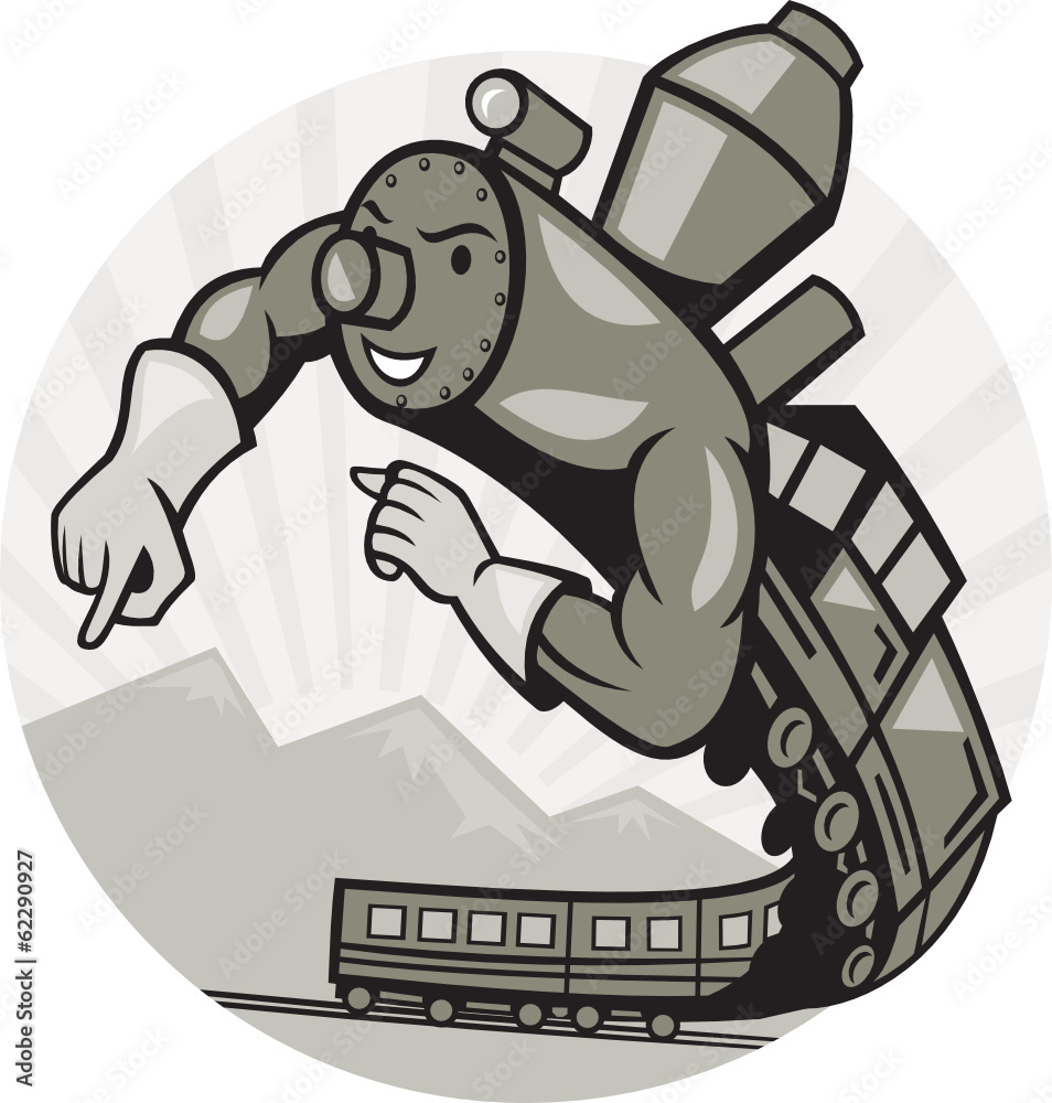 Super Steam Train Locomotive Man Stock Vector | Adobe Stock
