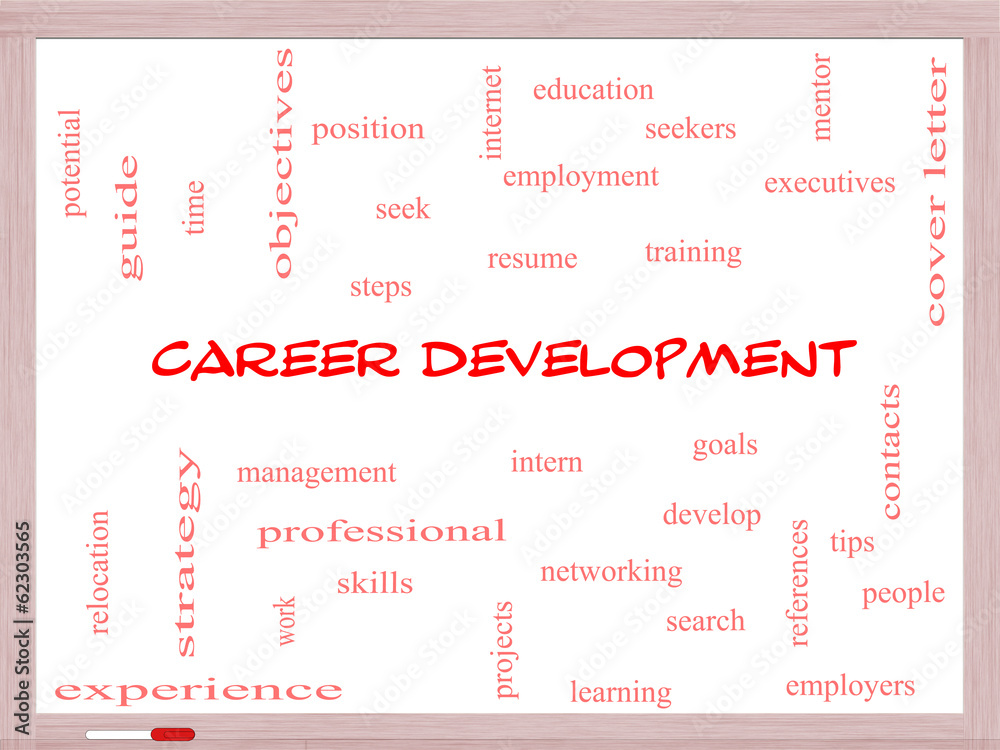 Career Development Word Cloud Concept on a Whiteboard Stock ...